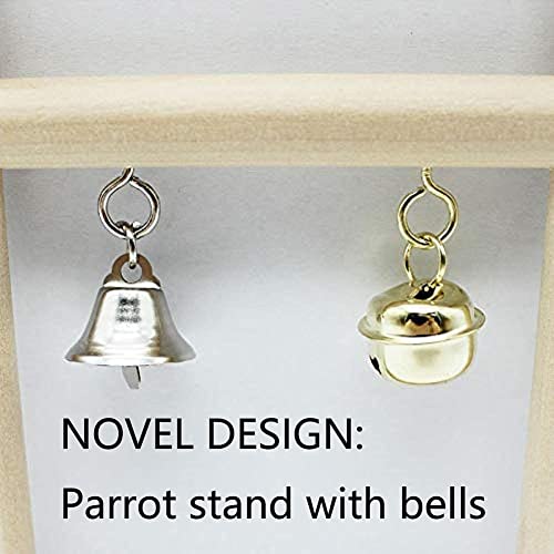 Litewoo Bird Hook Swing with Bell Toys, Hanging Stand Swing, Wooden Perch Swing for Small Bird and Parrot