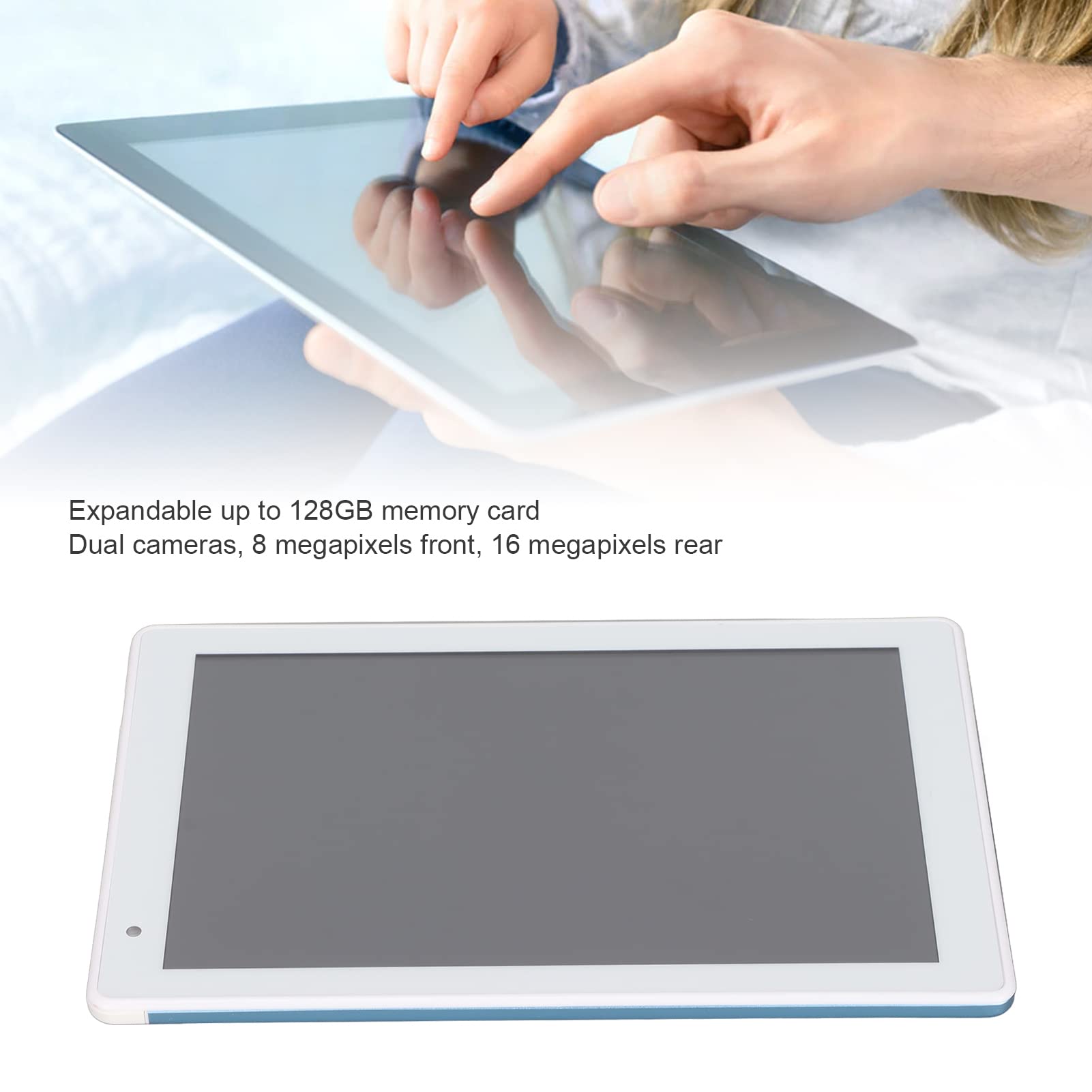 8 Inch Tablet Dual SIM Dual Standby, 4GB RAM 64GB ROM, 1920x1080 HD Display, Dual Camera, 8000mAh Battery, 6.0 Tablet for Kids (Blue)
