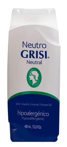 Grisi Neutral Shower Gel, Cleansing Shower Gel, Hypoallergenic, Sensitive Skin, Smother Skin, 2-Pack of 15.2 FL Oz, Bottles.