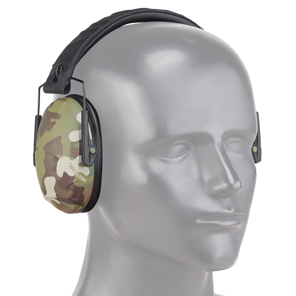 Airsoft Mask & Earmuffs Ear Hearing Protection Headphones Shooting Ear Protection Ear Muffs Full Face Skull Mask Clear Goggle (Camo)