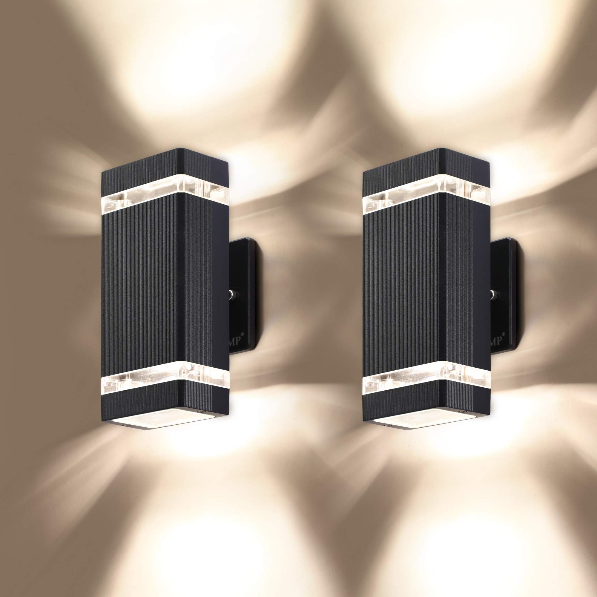LMP 2 Pack LED Square Up and Down Lights Outdoor Wall Lightļ¼Body in Aluminum Waterproof Outdoor Wall Lampsļ¼3000k 5W with Certificate ETL