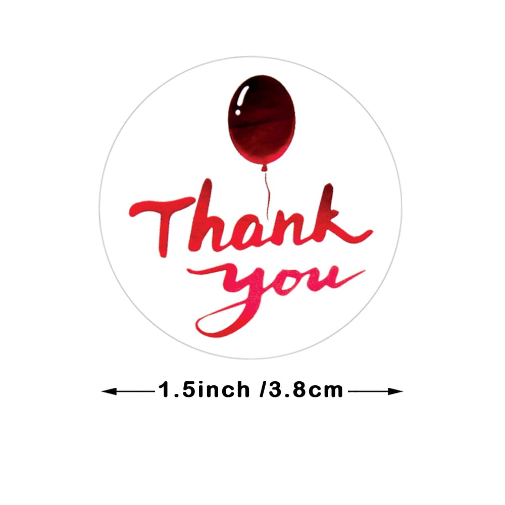 Bokinyoung Thank You Stickers Roll 500 PCS Round Red Glossy Foil Seal Stickers 1.5 Inch Thank You Labels for Business 4 Designs