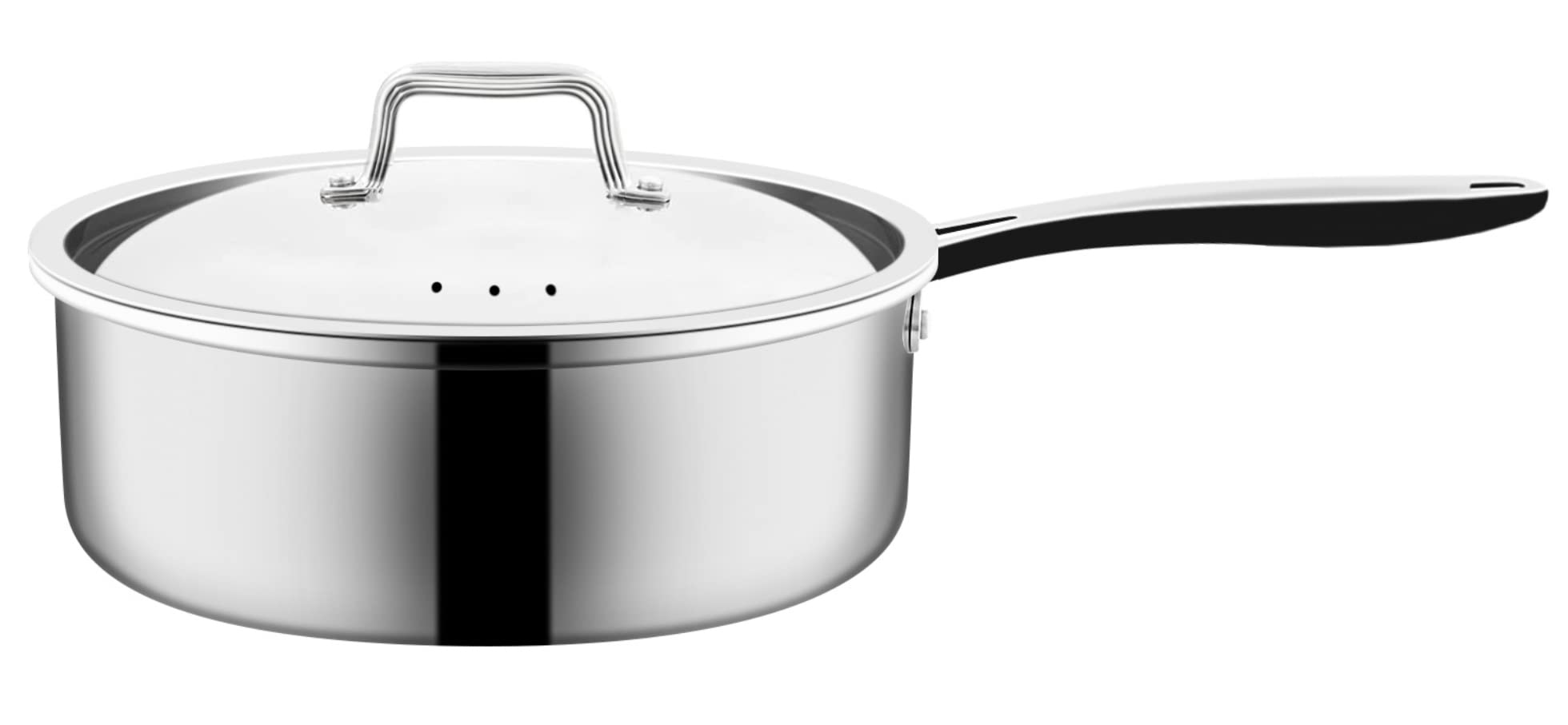Nuwave Commercial 1.5-Quart Stainless Steel Saucepan with Vented Lid, Tri-Ply Construction, Premium 18/10 Stainless Steel