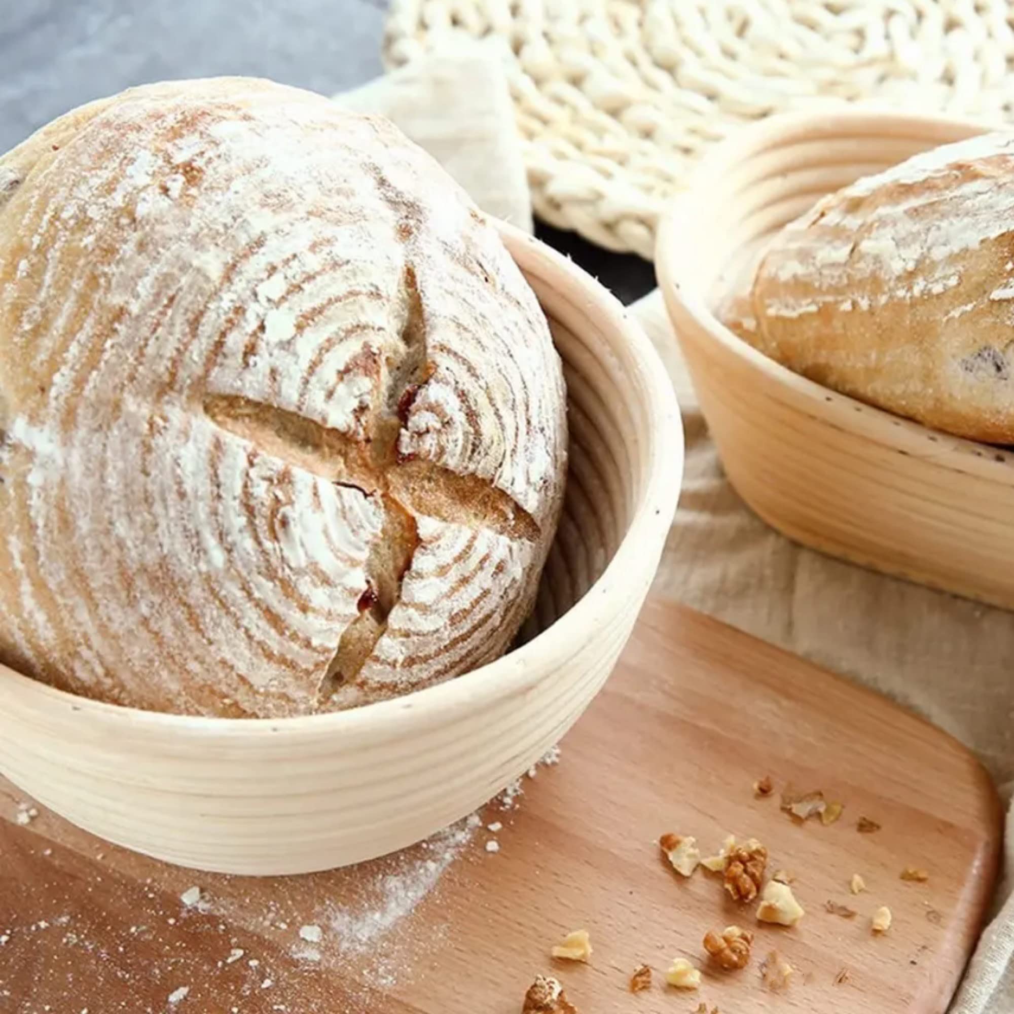 9 Inch Round Bread Banneton Proofing Basket Set of 2 β Bread Baking Kit Sourdough Proofing Basket for Artisanal Bread β Bread Making Tools For Professional & Home Bakers (9 inch round- 2 pack)