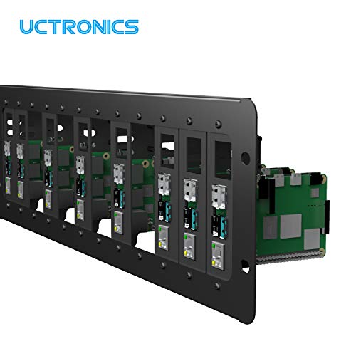 UCTRONICS 19 inch 3U Rack Mount for Raspberry Pi 4, with 8 Mounting Plates, Extendable to Support 12 Units of All Pi B/B+ Models