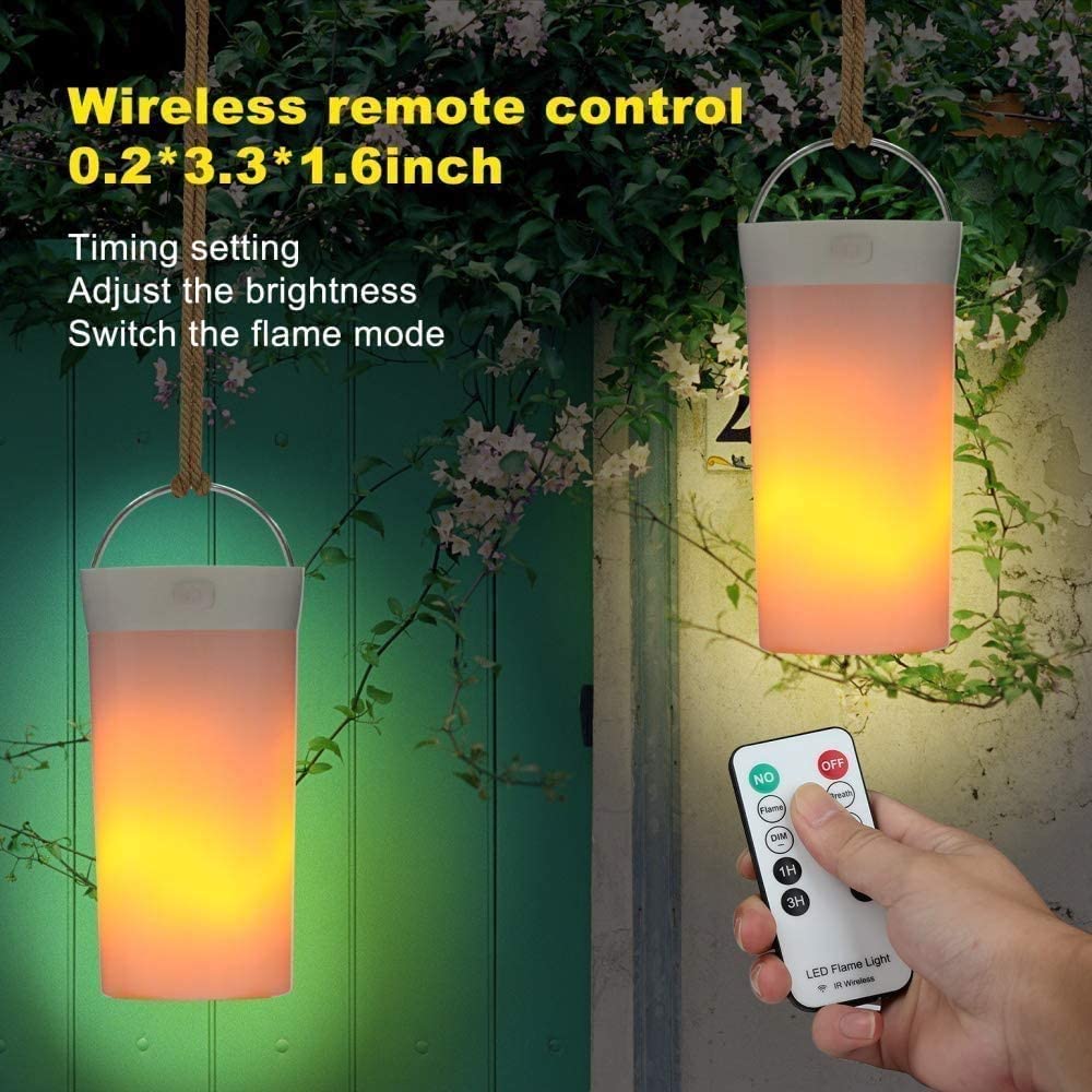 Bolanwich Led Flame Light,USB Rechargeable LED Fire Candles Outdoor Hanging Lamps with Remote for Home Party Halloween Christmas Decoration (Blue)