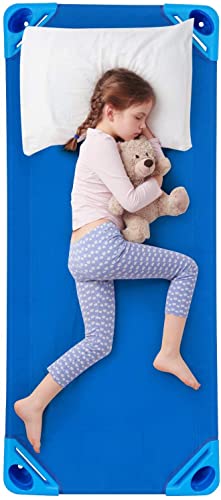 Fireflowery Toddler Daycare Cots, Stackable Kids Cots for Sleeping, Resting, Naptime Cot w/Easy Lift Corners, Great for Nursery, Preschool, Home, Pack of 6, Dark Blue