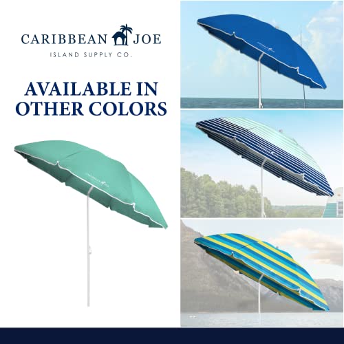 Caribbean Joe Beach Umbrella, Portable Outdoor Sun Umbrella With UV Protection, Shoulder Carry Bag, Full 6 ft Arc, Mint