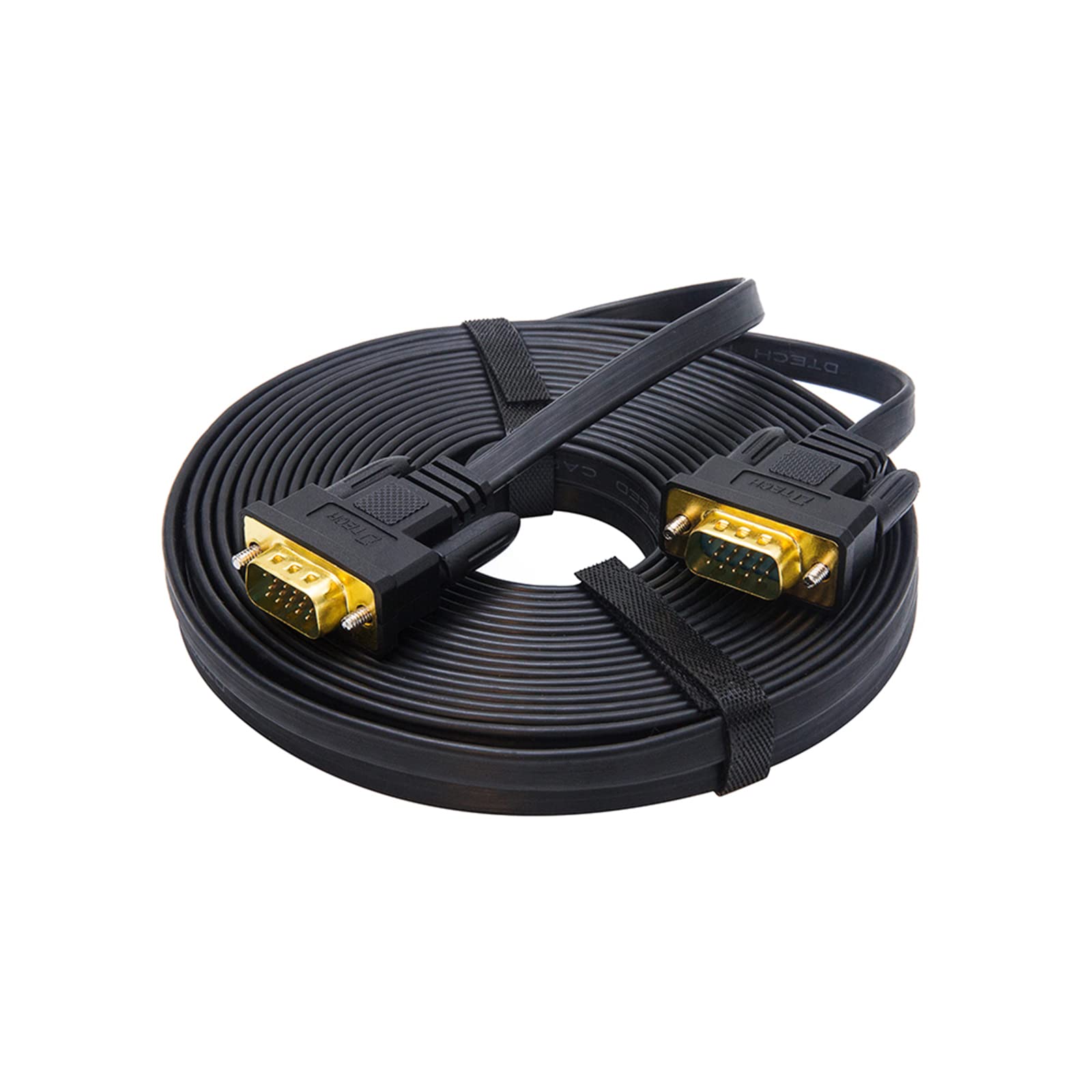 DTech 25ft Ultra Thin Flat Type Computer Monitor VGA Cable Standard 15 Pin Male to Male Connector SVGA Wire 25 Feet - Black