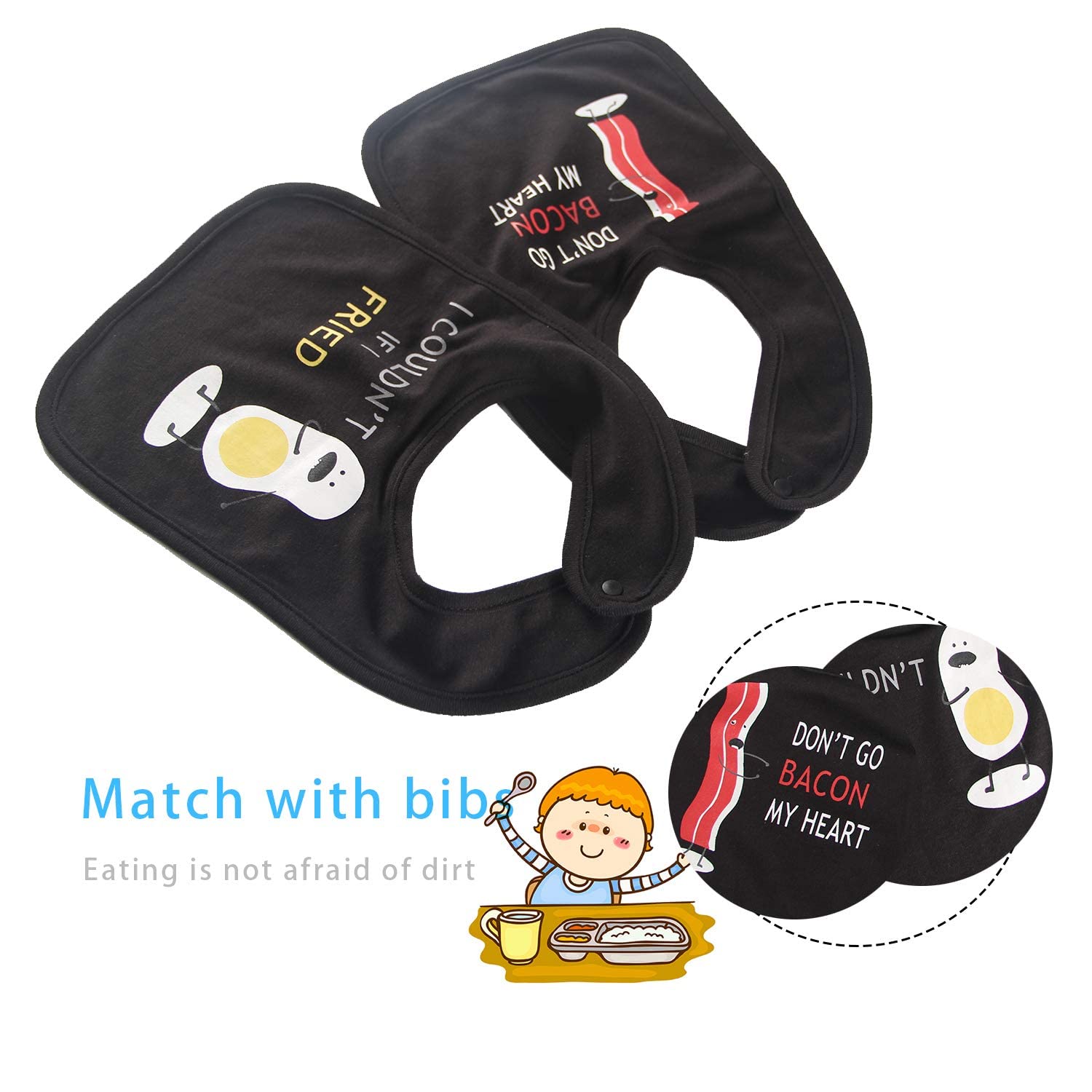 YSCULBUTOL Baby Twin Bodysuit Perfect Together Twin Best Friend Bacon Eggs Twins Set Double Baby Twin Cute(Black, 3-6 Months)
