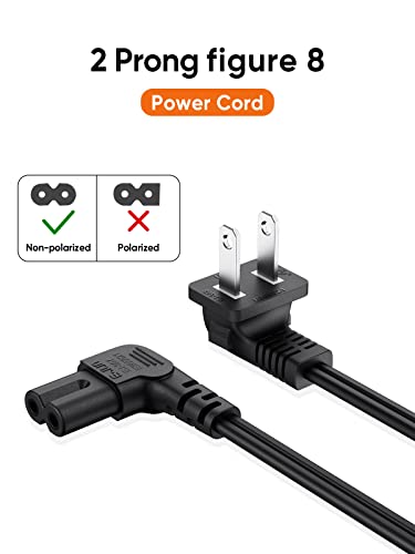 CableCreation 3 Feet 18 AWG Angled 2-Slot Non-Polarized Angle Power Cord (IEC320 C7 to Nema 1-15P), 0.915M / Black