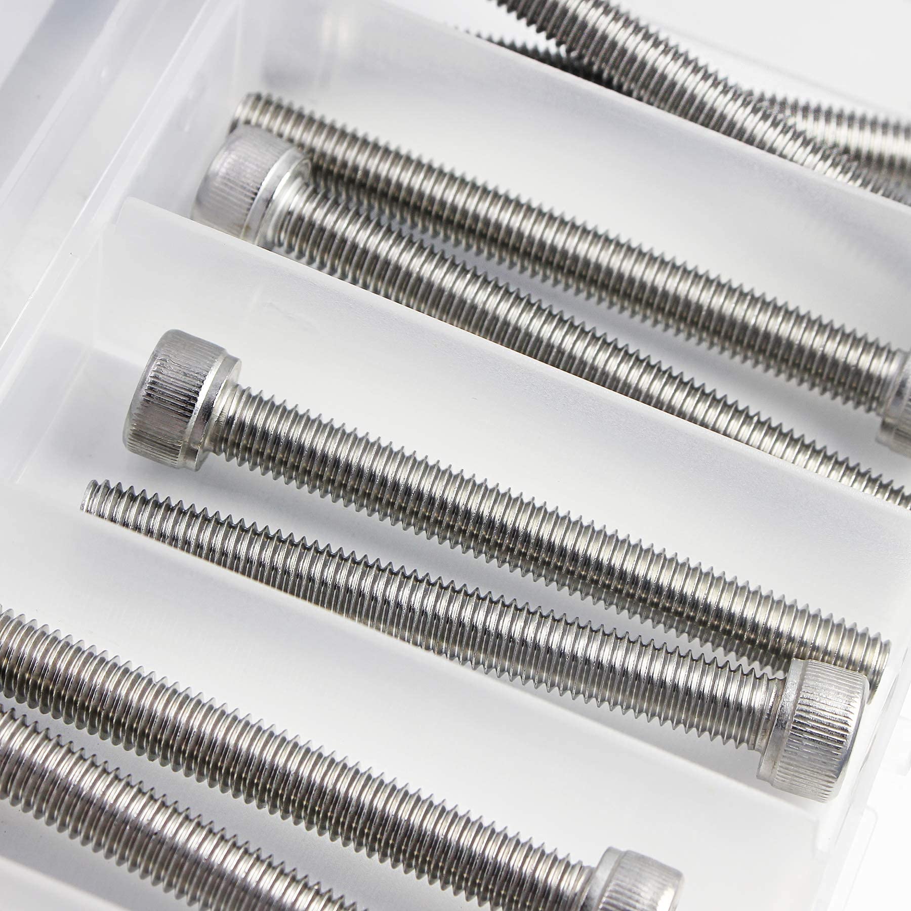 M8 x 60mm 65mm 70mm 75mm 80mm Hex Socket Head Cap Screws Bolts, 304 Stainless Steel, Bright Finish, Fully Threaded, Metric Allen Hex Drive, Assortment Kit 10PCS