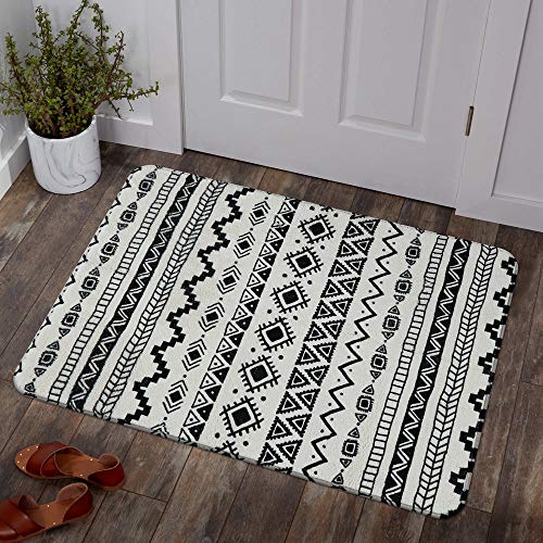 Lahome Geometric Kitchen Rugs -2x3 Washable Area Rugs Small Throw Entryway Rug Non-Slip Kitchen Mats for Floor,Indoor Door Mats for Entry, Colorful Distressed Rugs for Bedroom(2x3, Black & Off-White)
