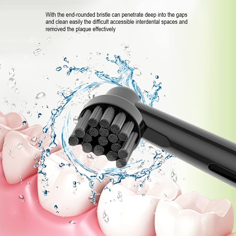 8 Pack Charcoal Brush Heads Compatible with Oral B Electric Toothbrush, Making with Active Charcoal Bristles, Black