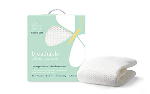 Lullaby Earth Breathe Safe Air Breathable Crib Mattress Pad, Removable Mattress Cover with Waterproof Layer for Baby and Toddler Beds, Standard Crib Size