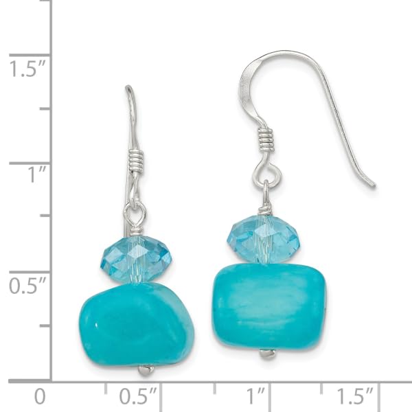 925 Sterling Silver Aquamarine Rhinestone Crystals Blue Jade Drop Dangle Earrings