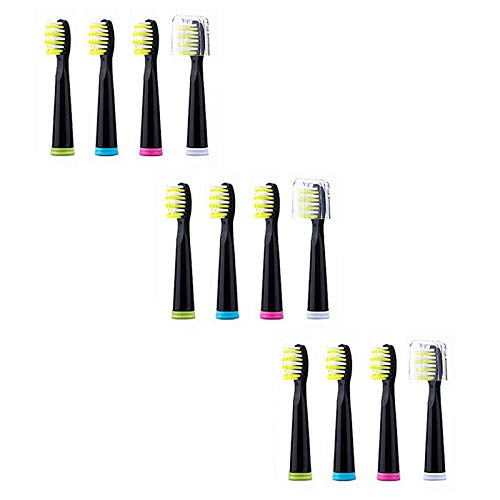 GSParts 12 pcs Replacement Hard Bristle Brush Heads For Fairywill Electric Toothbrush Black