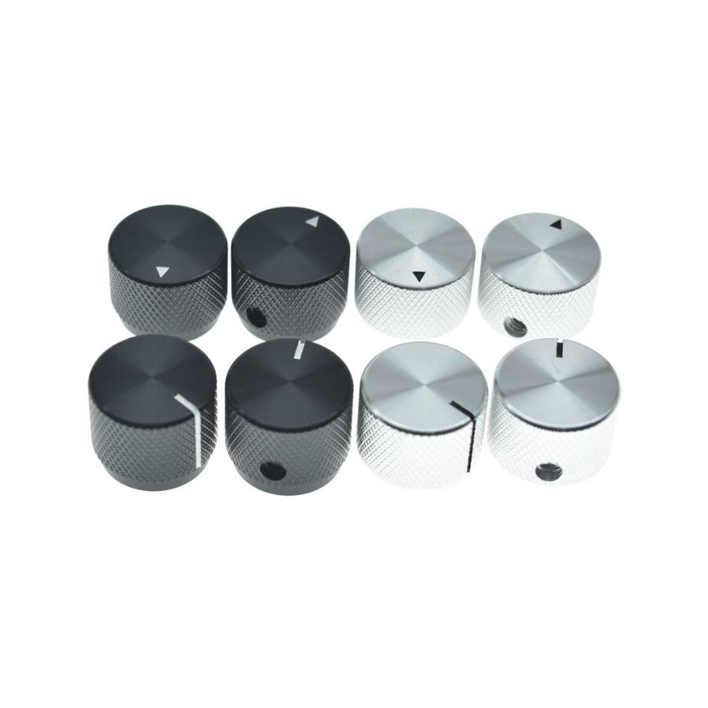 4-Pack 20mm Diam. Set Screw Style Aluminium Potentiometer Knobs 1/4" Universal Pot Control Knobs with Indicator for Guitar/Bass/AMP Amplifier Black with Indicator Triangle