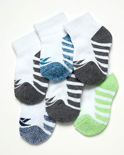 Reebok Girl's 6 Pack, 12 Pack Comfort Cushion Quarter Cut Socks (Infant/Toddler), Size 12-24 Months, White (6 Pack)