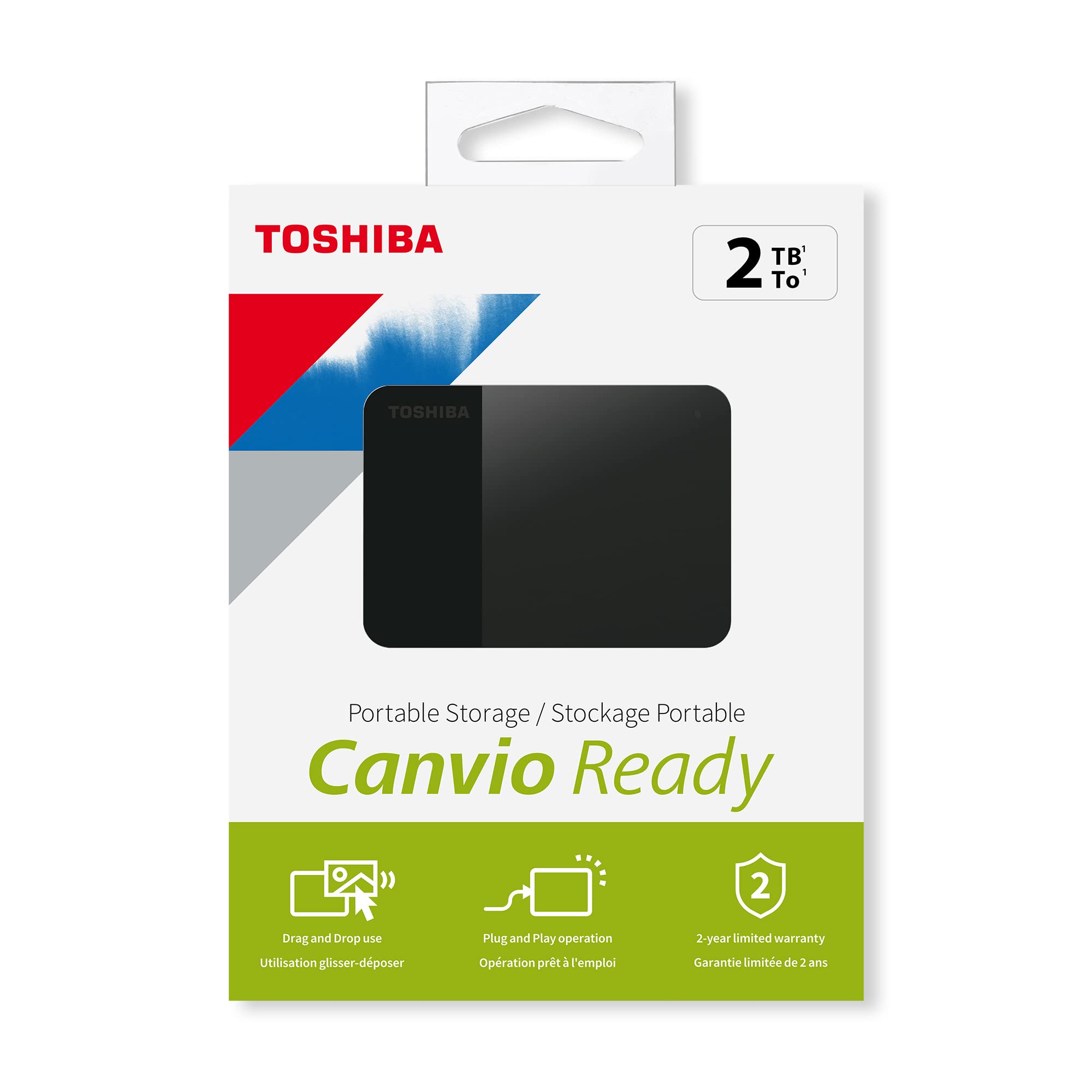 Toshiba 2TB Canvio Ready – 2.5 inch Portable External Hard Drive with SuperSpeed USB 3.2 Gen 1, Compatible with Microsoft Windows 7, 8 and 10, Black (HDTP320EK3AA)