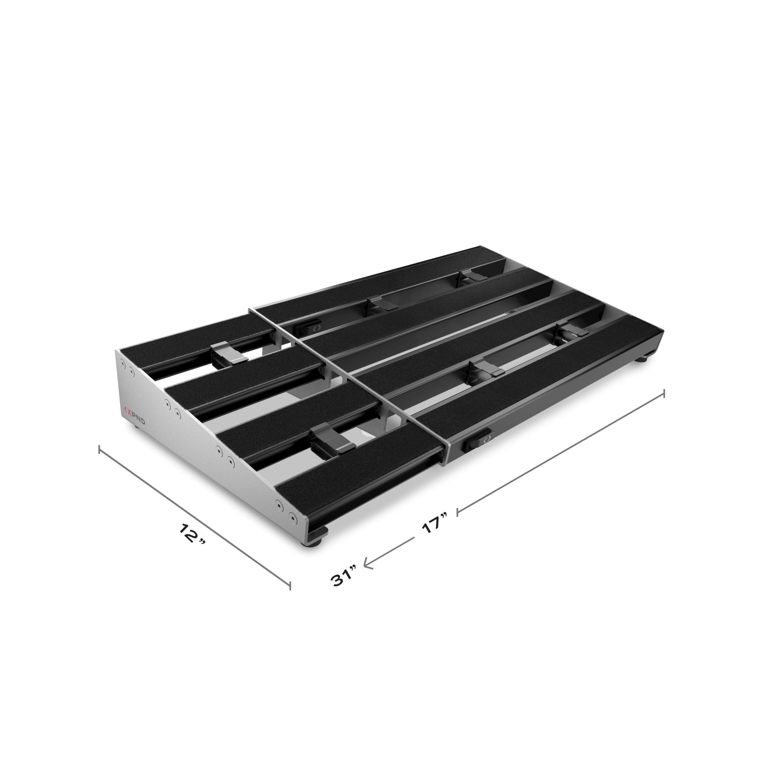 D'Addario Accessories XPND Pedal Board - Guitar Pedal Board that Expands - Pedal Boards for Guitars - 2 Rows, Lightweight, Durable Aluminum Pedalboard - Pre-Applied Loop Velcro for Swapping Pedals