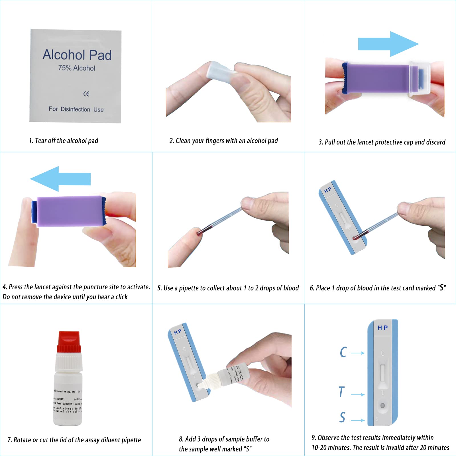 4 Tests Helicobacter Detection at Home Detection kit Self-Test at Home, Results in 10-15 Minutes, No Need to Go to The LaboratoryV