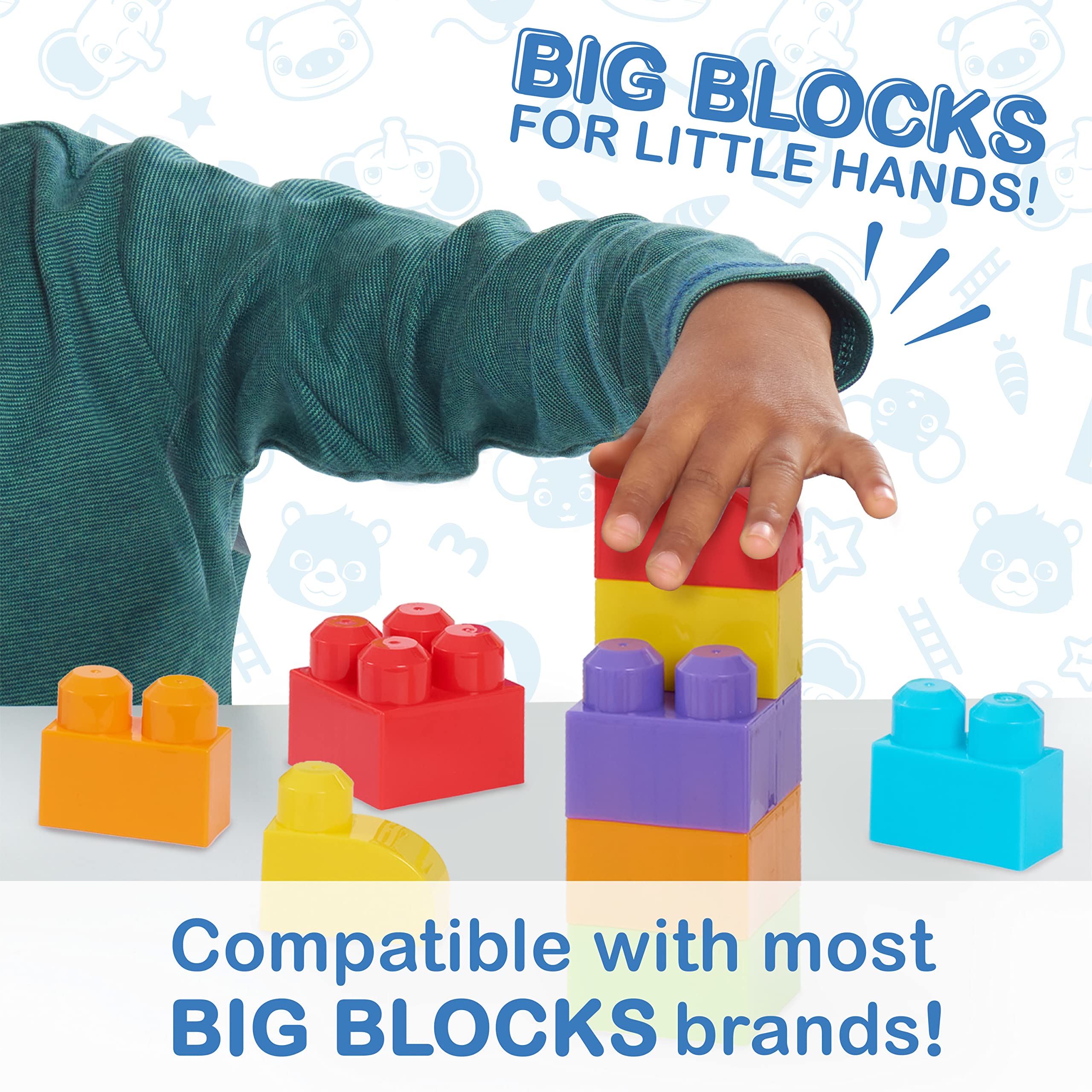 CoComelon Stacking Train, 40 Piece Large Building Block Set, 2 Figures, Colors, Numbers, Officially Licensed Kids Toys for Ages 18 Month by Just Play