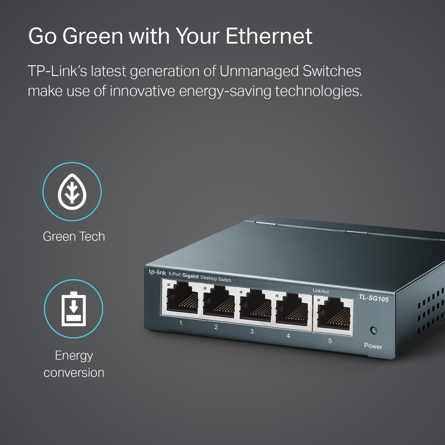 TP-Link 5 Port Gigabit Ethernet Network Switch | Ethernet Splitter | Sturdy Metal w/ Shielded Ports | Plug-and-Play | Traffic Optimization | Unmanaged (TL-SG105) (Renewed)