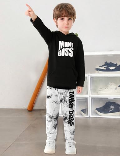 Von kilizo Toddler Boy Clothes 2T-3T Boys Fall/Winter Clothes Fashions Outfits MINI BOSS Hoodie Sweatshirt + Tie Dye Pant 2Pcs Set