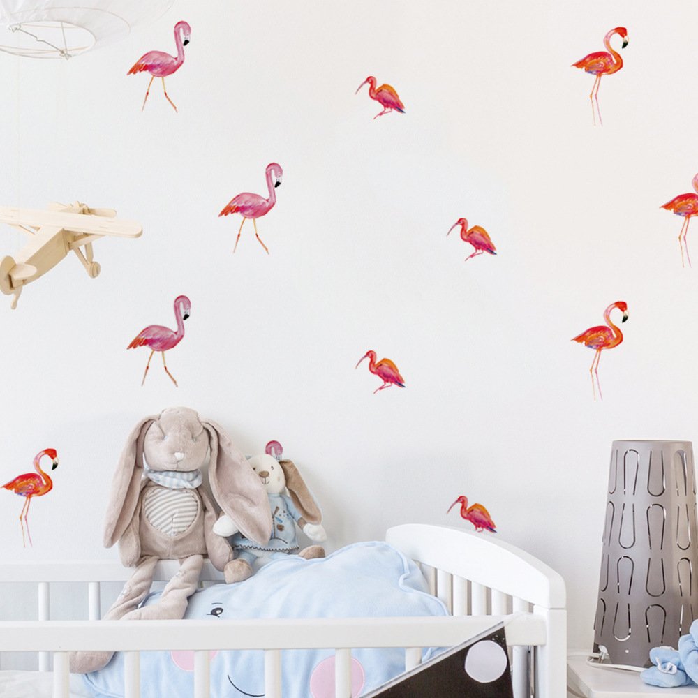 HACASO 24 PCS 2.3 by 3.5 Inches Flamingo Wall Decal Sticker for Home Decor -DIY Home Decor Vinyl Flamingo Nursery Room Wallpaper