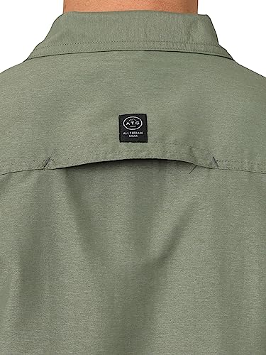 ATG by Wrangler mens Long Sleeve Mixed Material Shirt, Dusty Olive, XX-Large US