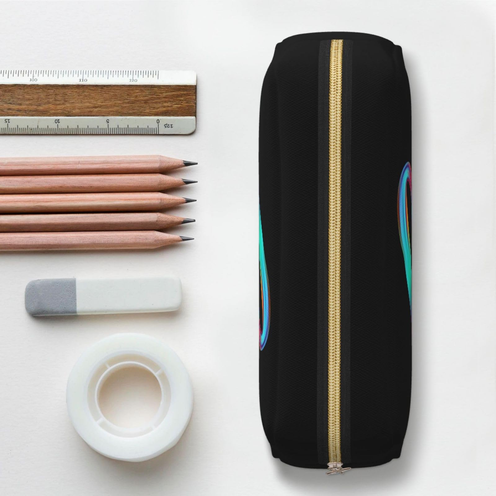 Cute Initial Pencil Case for Kids Simple Leather Pencil Pouch for Boys Girls Letter Design Pencil Box Pen Bag Pencil Pouch Office Stationery Organizer, Rainbow Letter S