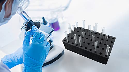 Polar Whale Test Tube Rack Black Foam Storage Rack Organizer Stand Transport Holds 50 Tubes Fits up to 10mm Diameter