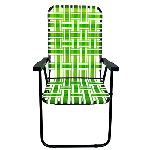 EasyGo Product Portable β Retro Style High Back Design β Outdoor Webbed Chair for Backyard, Camping, Sporting Events β Easy Folding, 2 Pack, Dark/Light Green
