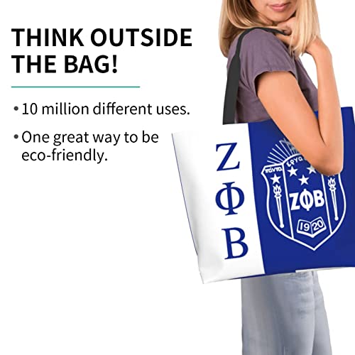 Lunch Bag Tote Bag Ze-ta Beta Large Women Reusable Beach Bags Shoulder Bag Handbag Waterproof for Travel Shopping One Size