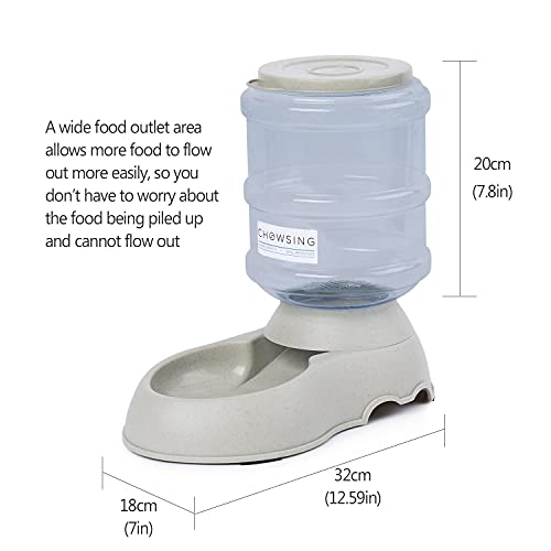 Nourse CHOWSING Automatic Cat Feeders and Waterer Dispenser 1 Gallon Capacity in Sets Gravity Replenishes Food and Water Suitable for Pets Such as Cats and Dogs