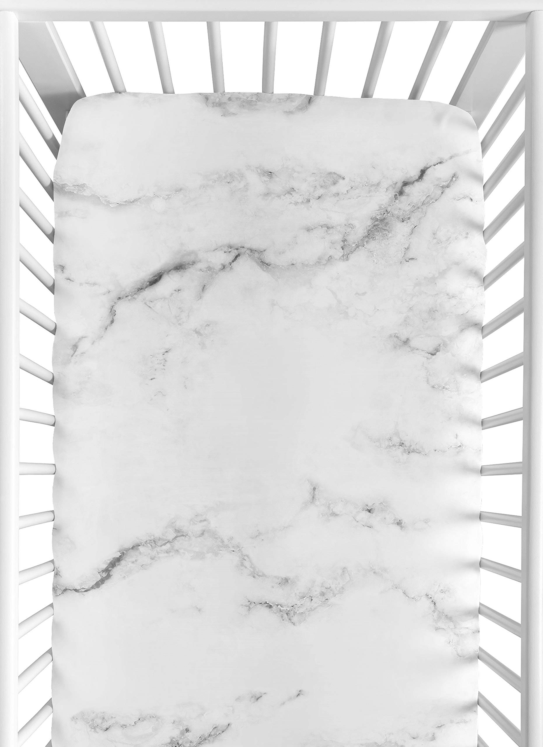 Sweet Jojo Designs Grey, Black and White Baby or Toddler Fitted Crib Sheet for Marble Collection