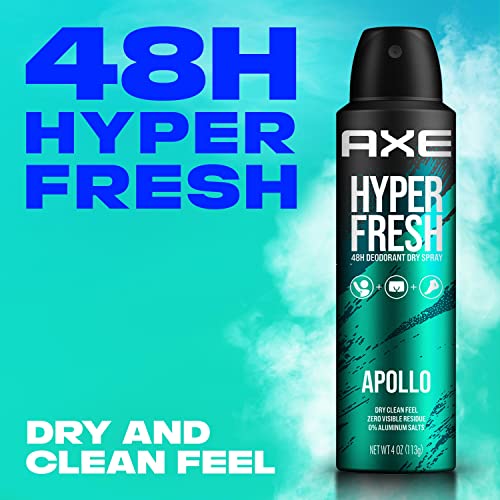 AXE Apollo Deodorant Spray 48 Hour Odor Protection Fresh Sage and Cedarwood Deodorant without Aluminum and without Residue, 4 Ounce (Pack of 4)