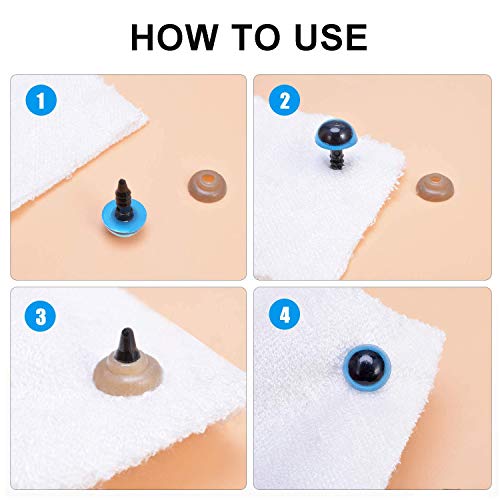 Meafeng 600 Pcs Colorful Plastic Safety Eyes and Noses with washers, for Amigurumi Crafts Doll Crochet Stuffed Animal Teddy Bear Making (Ø 6~14mm)