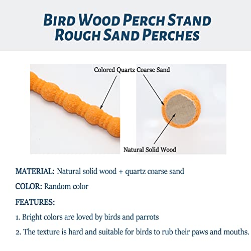 Litewoo Bird Perch Paw Beak Grinding Stick Grit Stand for Parrot Budgies Parakeet Cockatiels Conure Finch Random Color(9.84inch/25cm)