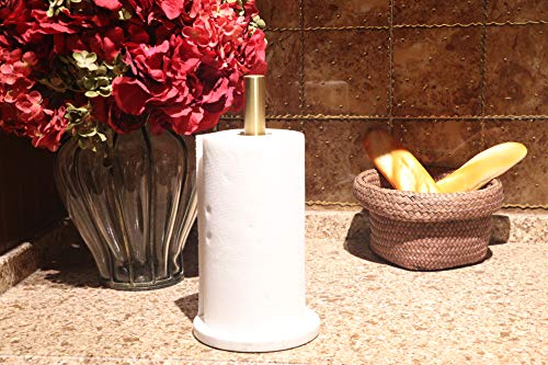 LUTAVOY Marble Paper Towel Holders Copper Plated Standing Kitchen Paper Towel Holder with Marble Base (KZ22 - Gold)