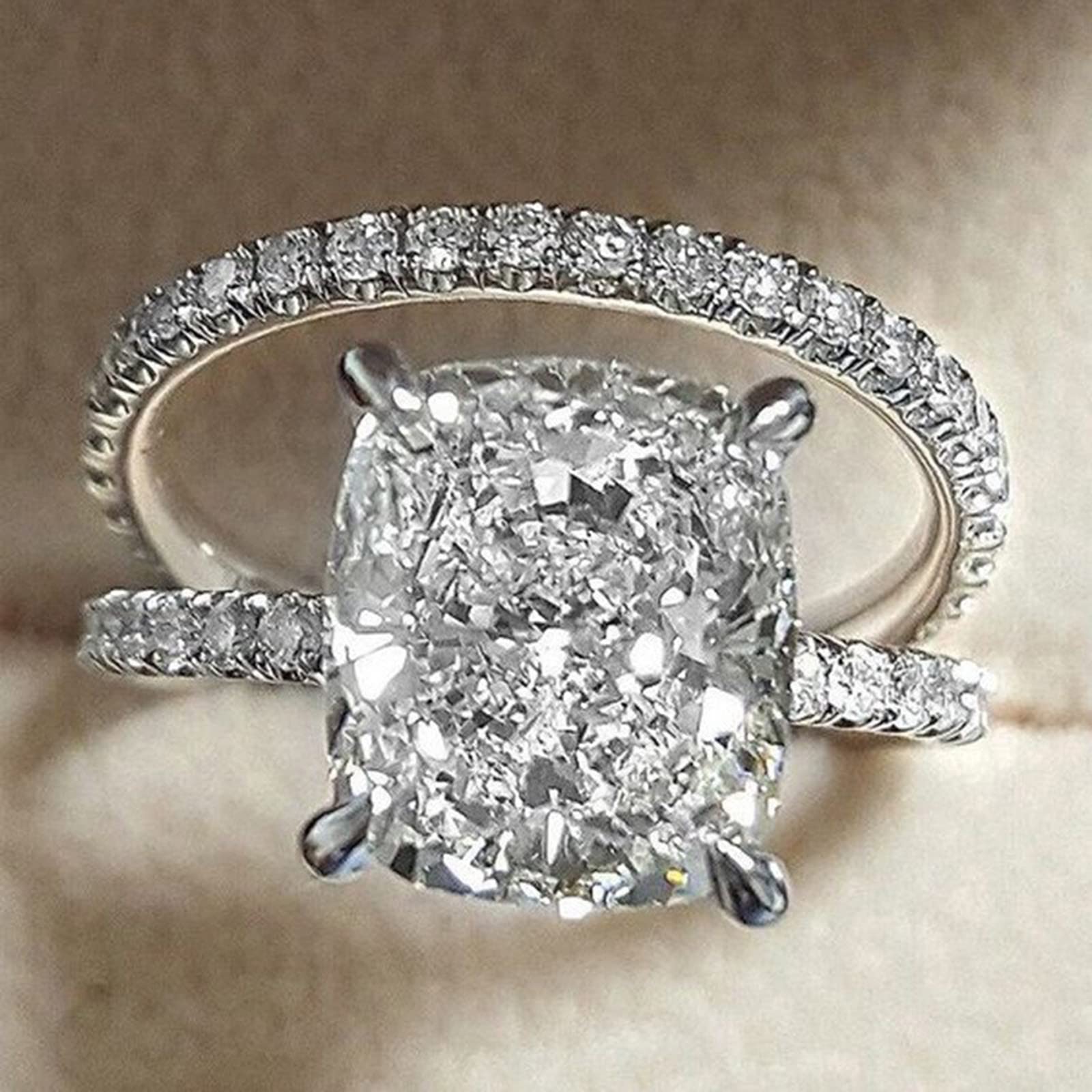 2pcs Diamond Ring, Fashion Luxury Engagement Wedding Jewelry for Women