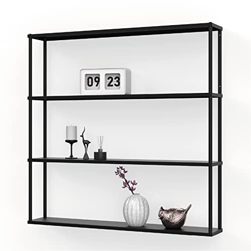 Mango Steam Wall-Mounted Steel Shelving Unit for Kitchen, Storage or Display Use -36 H x 36 W x 6 D Inches- Black -