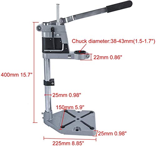 Adjustable Drill Press Stand for Drill Workbench Repair Tool Universal Bench Clamp Support Tool, Drill Press Table, Drill Stand for Hand Drill Single Hole Aluminum Base (1 Mounting Hole)