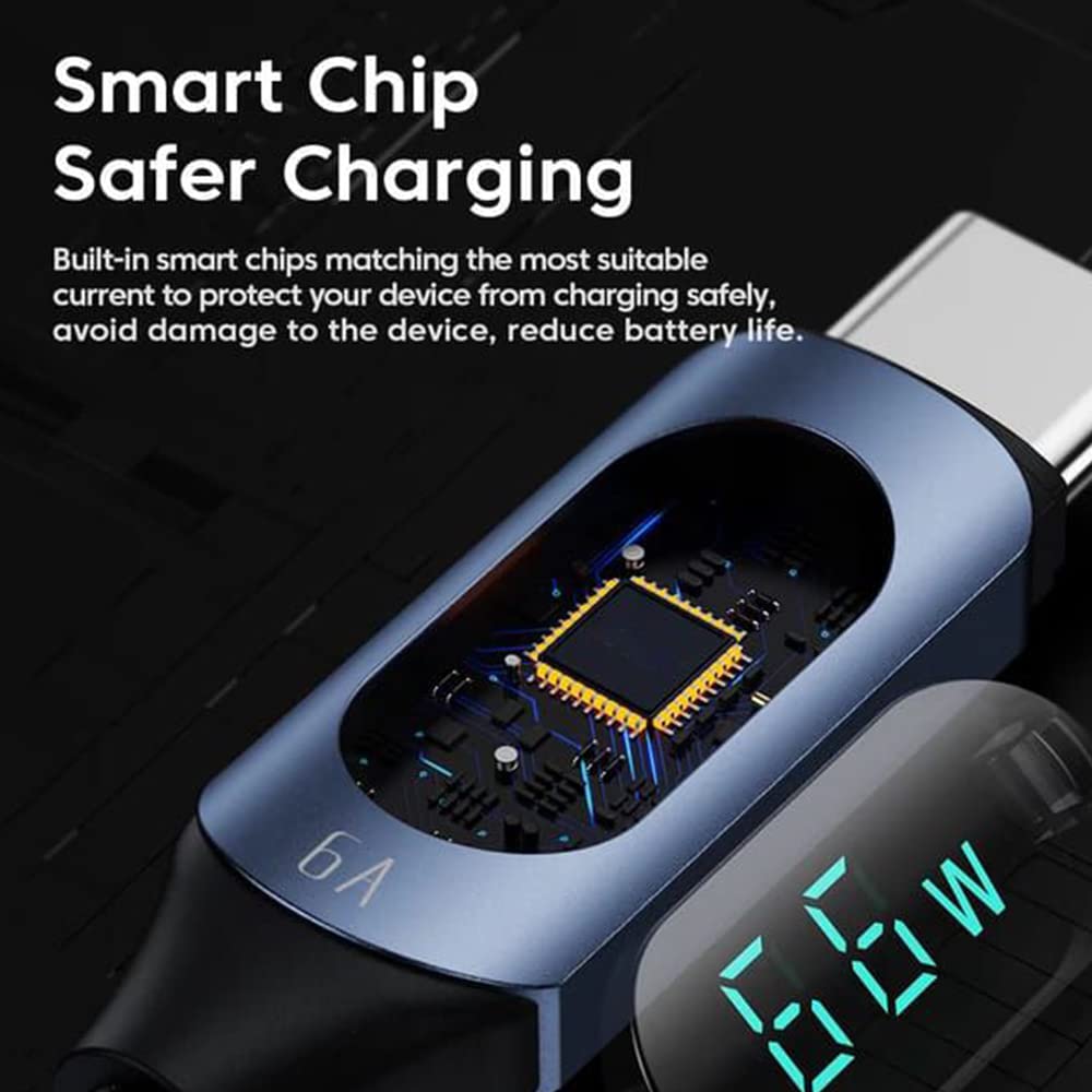 AD 6A USB to Type C Cable – 66W 6-A Quick Charging & Data Transfer in One High Stable Current Save Fast PVC Nylon Braided USB Type-C Cables Turbo Speed Transmission Sync Smart Chip Length Wire 2M