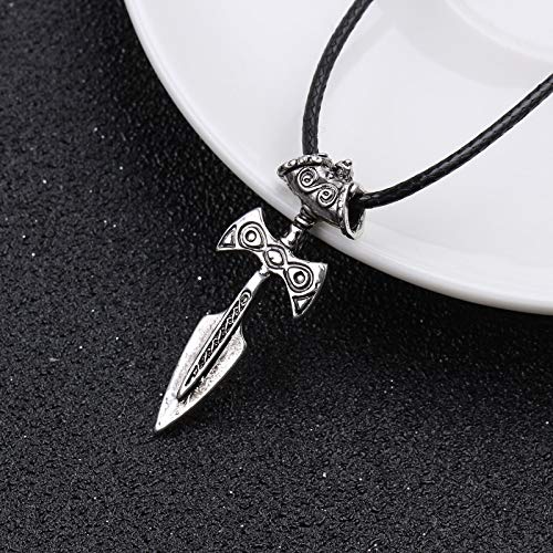 Nichibotsu - Cool Antique Silver Viking Sword Pendant Necklace Amulet of Talos Handmade Pendant