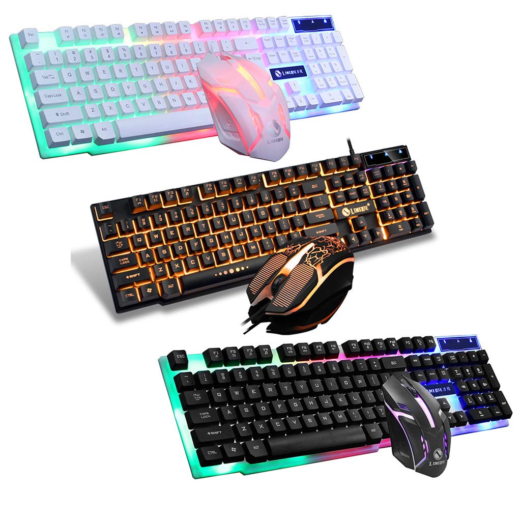 QYIYA GTX300 USB Wired 104 Keys RGB Backlight Ergonomic Gaming Mouse Keyboard Set,Black