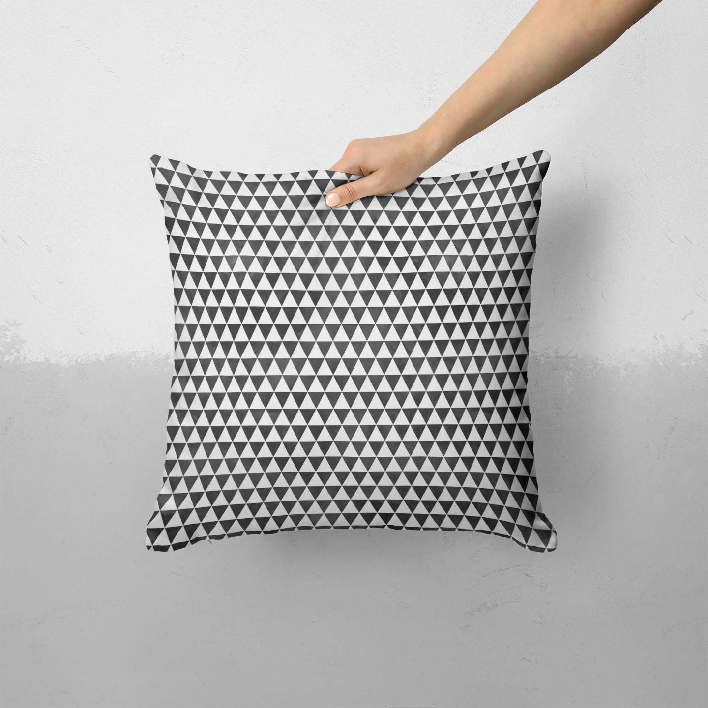 iiRov Black and White Watercolor Triangle Pattern - Custom Decorative Home Decor Indoor or Outdoor Throw Pillow Cover Plus Cushion Set for Sofa, Bed or Couch (Pillow CASE Cover Plus Cushion)