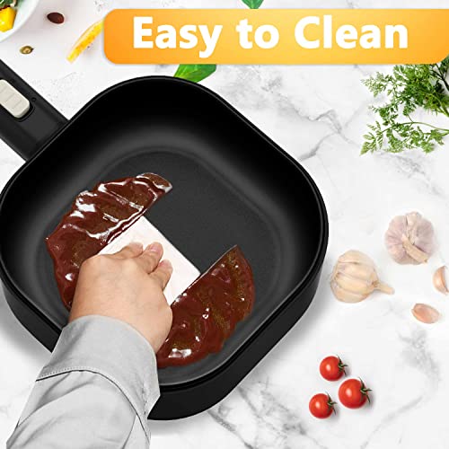 Dezin Hot Pot Electric with Steamer, 2L Non-Stick Ceramic Coating Electric Pot, Multifunction Cooker for Ramen, Soup & Oatmeal, Portable Hot Pot with Power Control for Dorm, Office, Travel (Silicone Spatula Included)