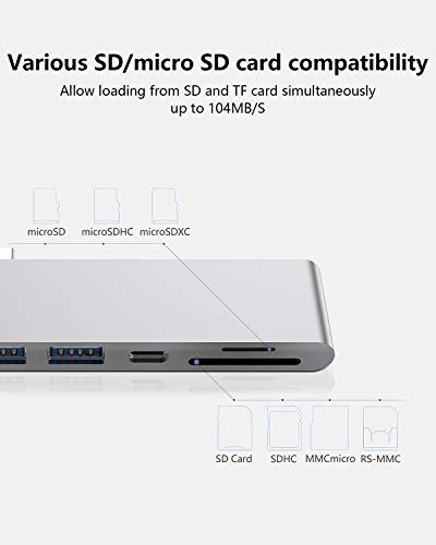 Purgo USB C Hub for MacBook Pro 13 M2 Air 2022/2021-2018, MacBook Adapter with 4K HDMI, 100W PD, 40Gbps TB3 5K@60Hz, USB-C, 2 USB 3.0 and SD/Micro Card Readers